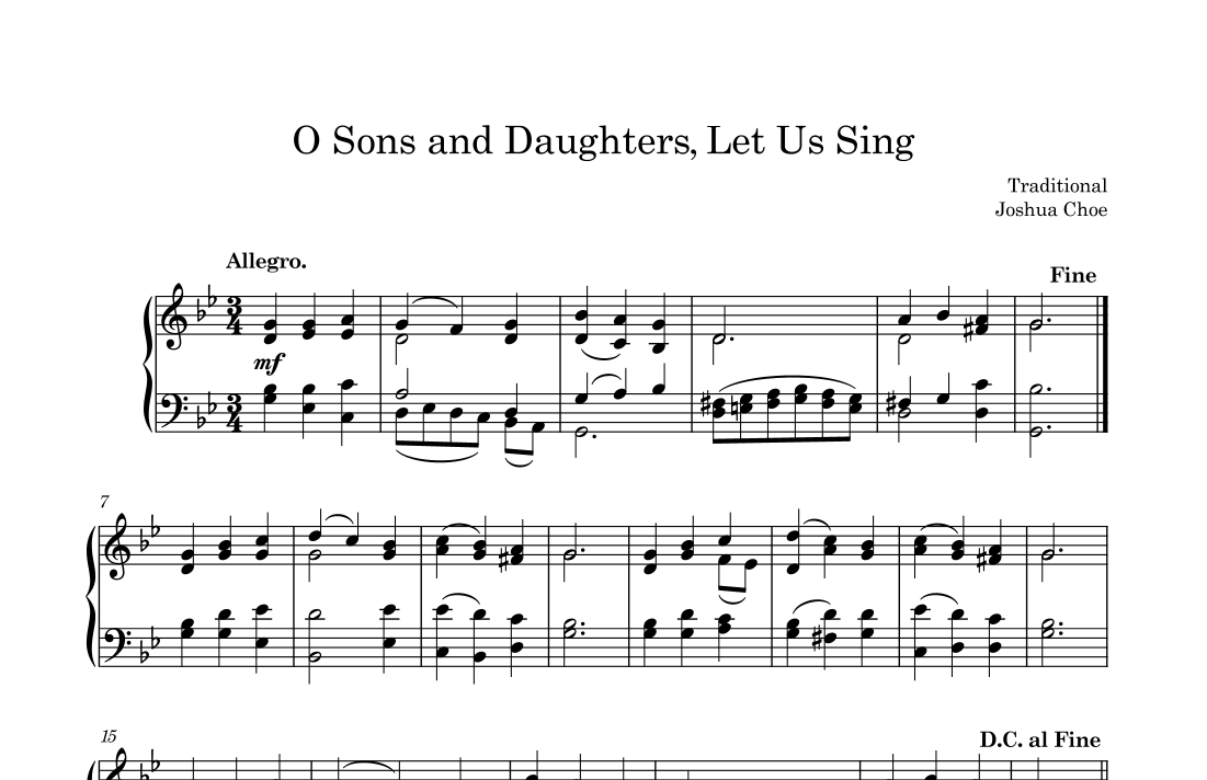 O Sons and Daughters, Let Us Sing (arr. Joshua Choe) by Traditional ...