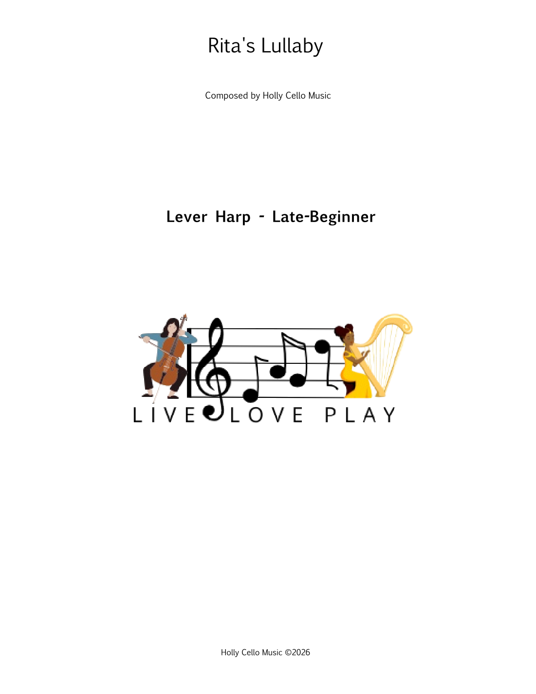 Rita's Lullaby by Holly Cello Music Sheet Music for Harp at Sheet Music ...