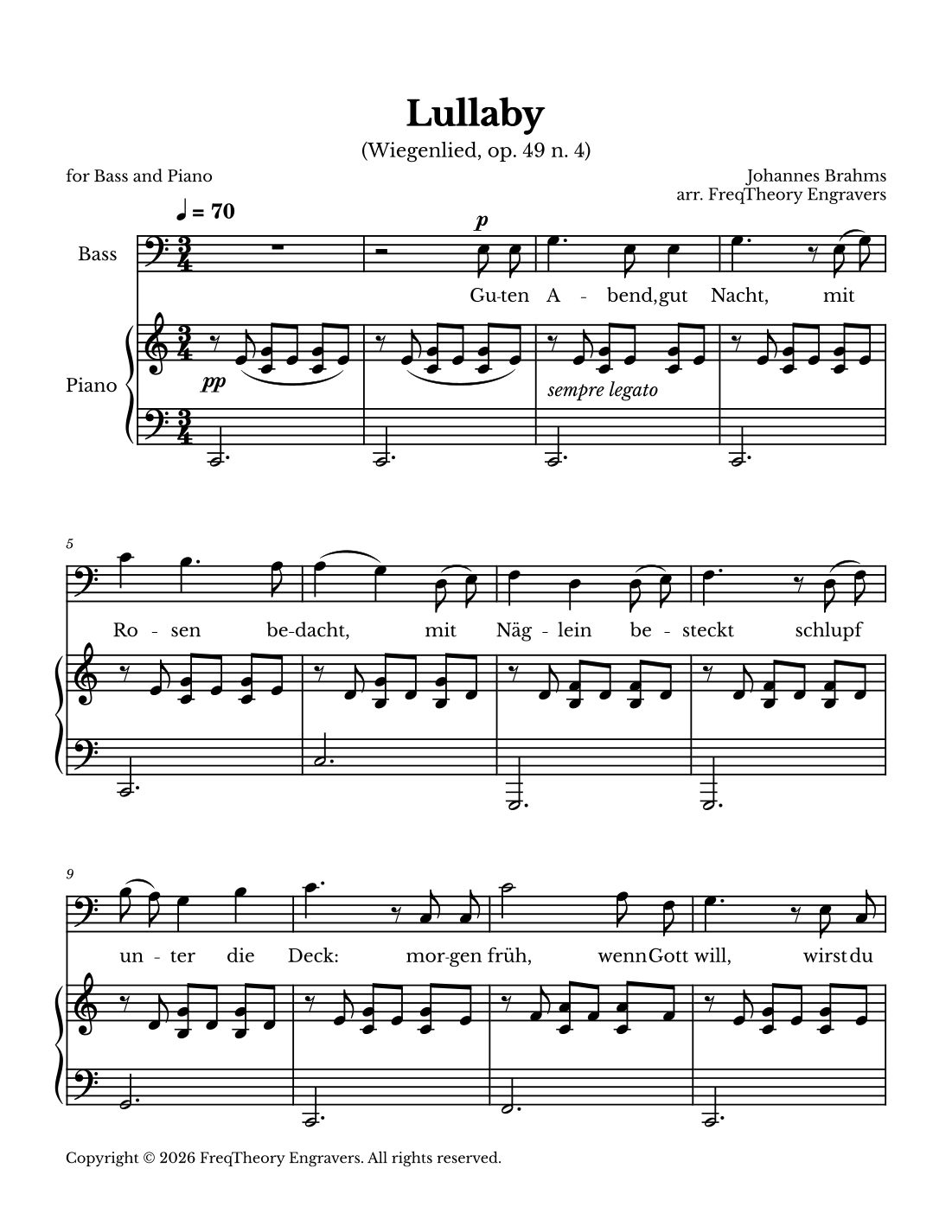 Lullaby - for Bass Voice and Piano (arr. FreqTheory Engravers) by ...