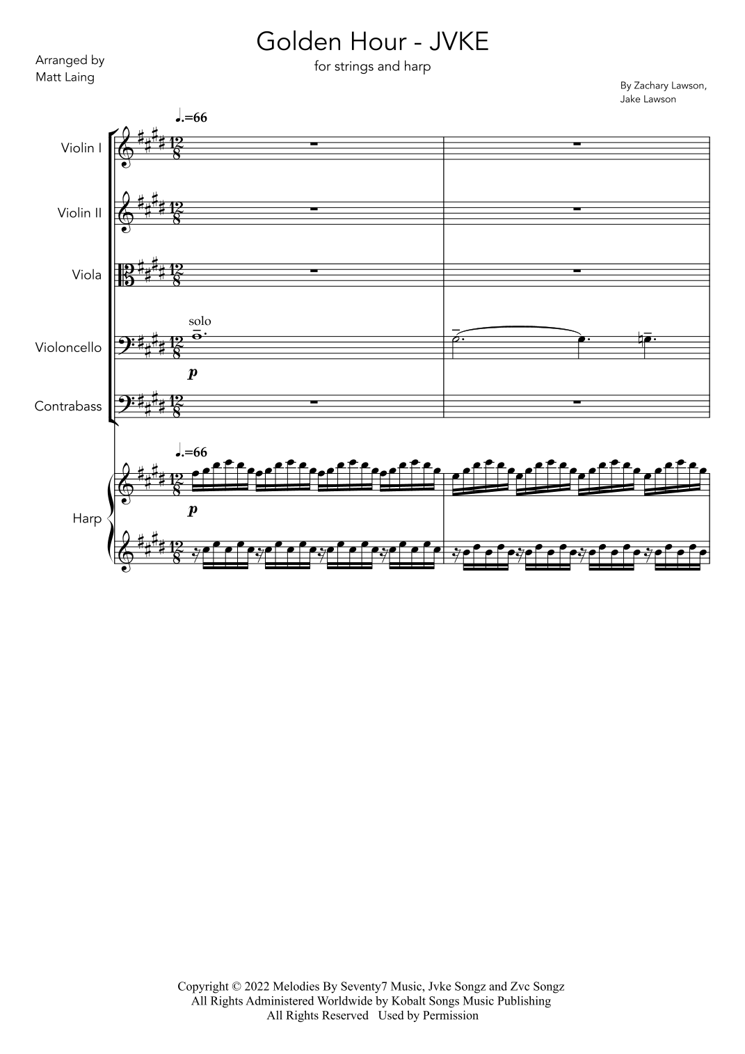 Golden Hour (arr. Matt Laing) by Jvke Sheet Music for Orchestra at ...