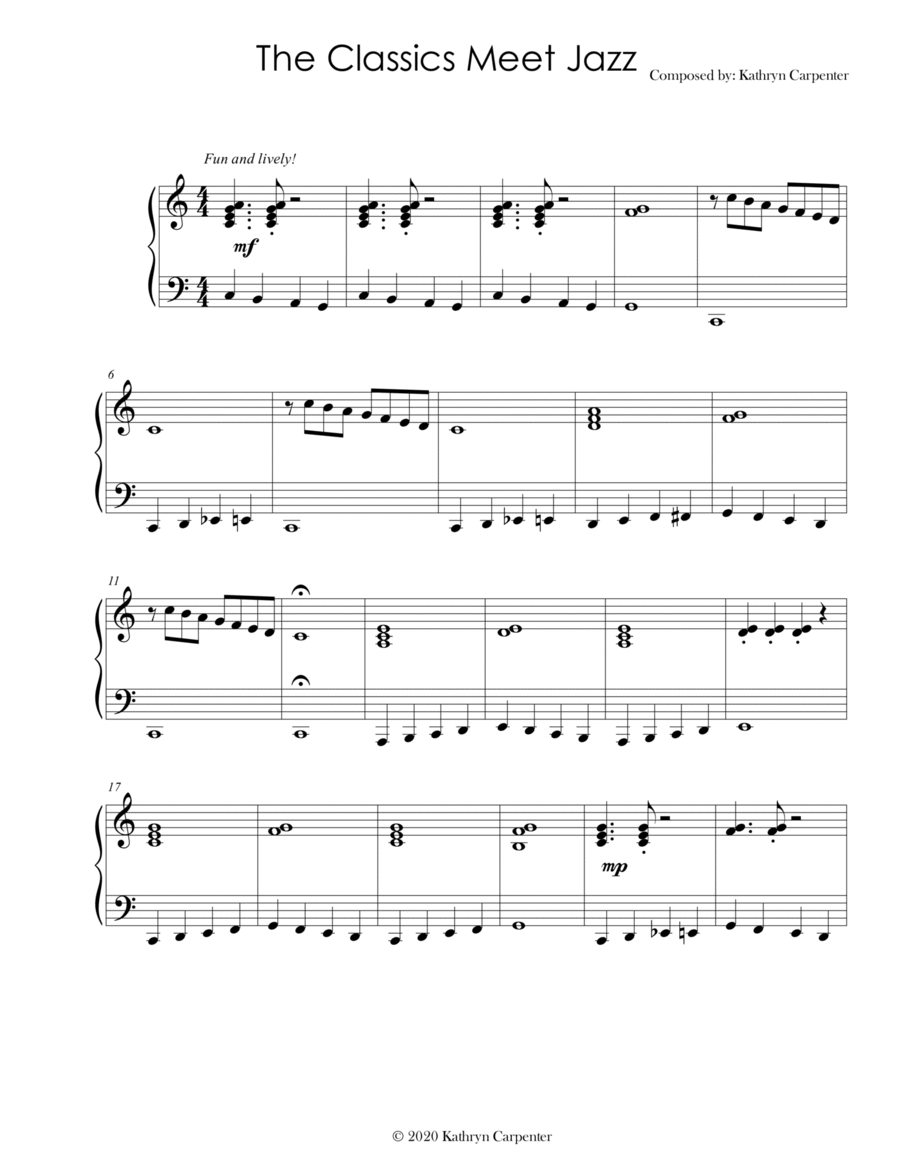 The Classics Meet Jazz Sheet Music Kathryn Carpenter Piano Solo The Classics Meet Jazz Sheet Music Kathryn Carpenter Piano Solo