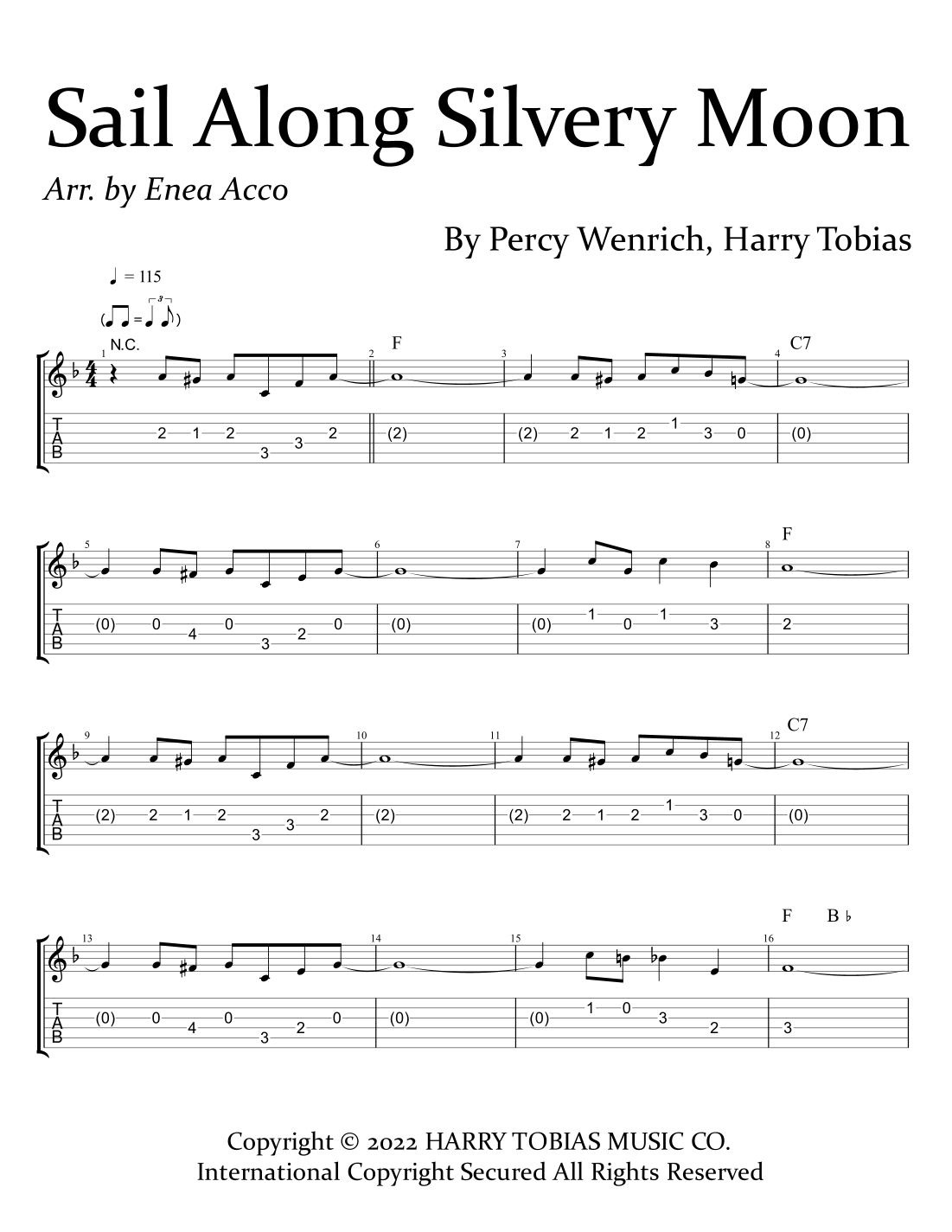 Sail Along Silvery Moon (arr. Enea Acco) von Percy Wenrich Noten zum ...
