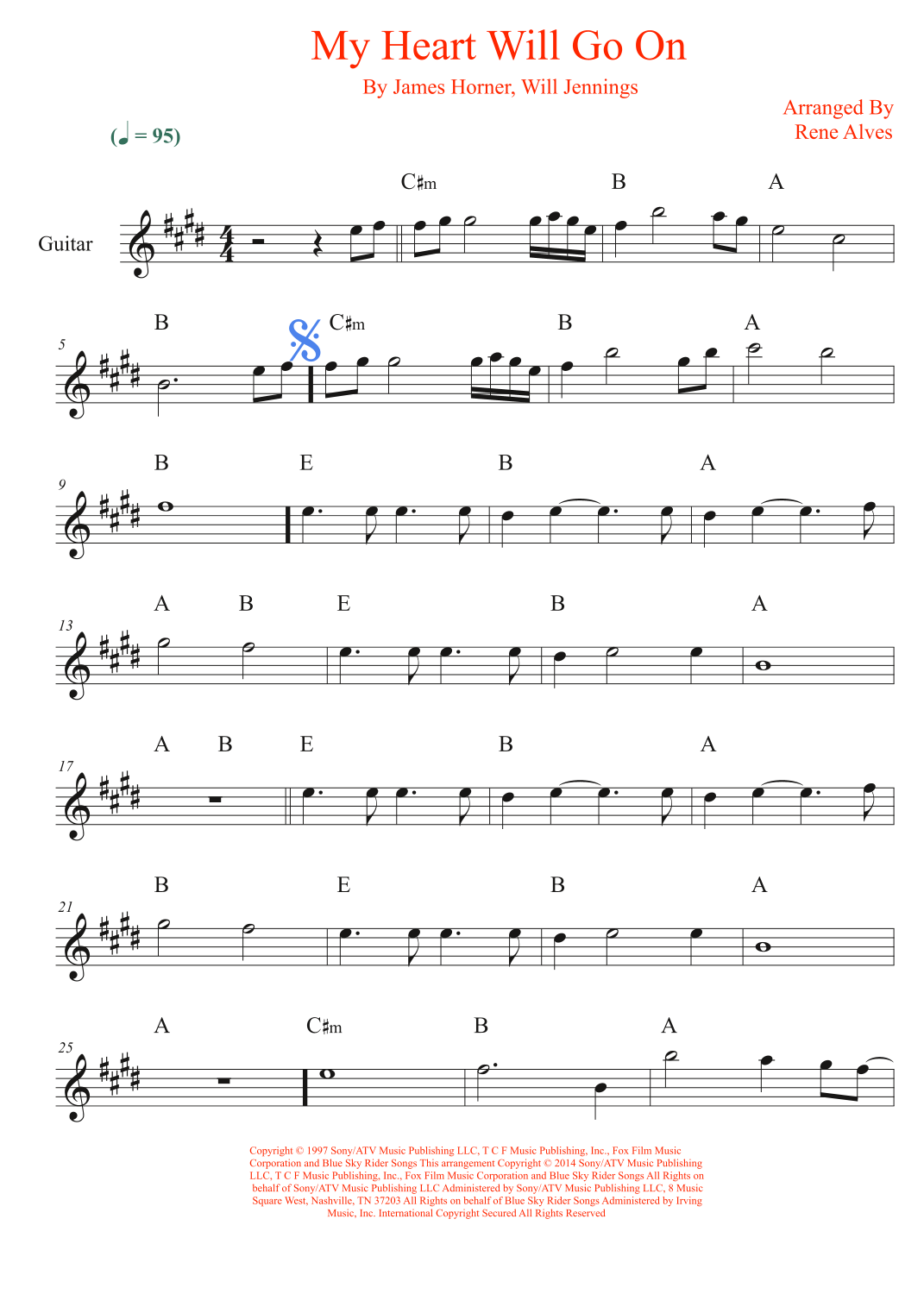 My Heart Will Go On (Love Theme From 'titanic') (arr. Rene Alves) by Celine Dion Sheet Music for ...