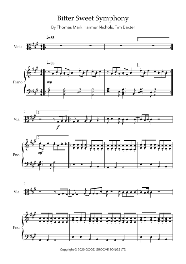 Bittersweet Symphony (arr. Matthew pyeon) by Tim Baxter Sheet Music for ...
