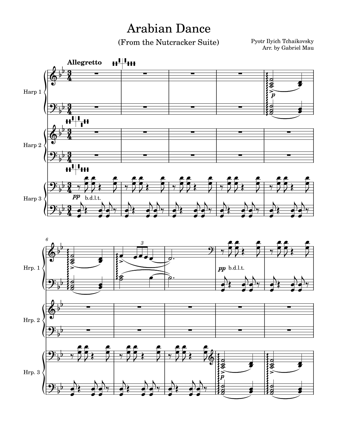 Arabian Dance For Harp Trio (arr. Gabriel Mau) by Pyotr Ilyich ...