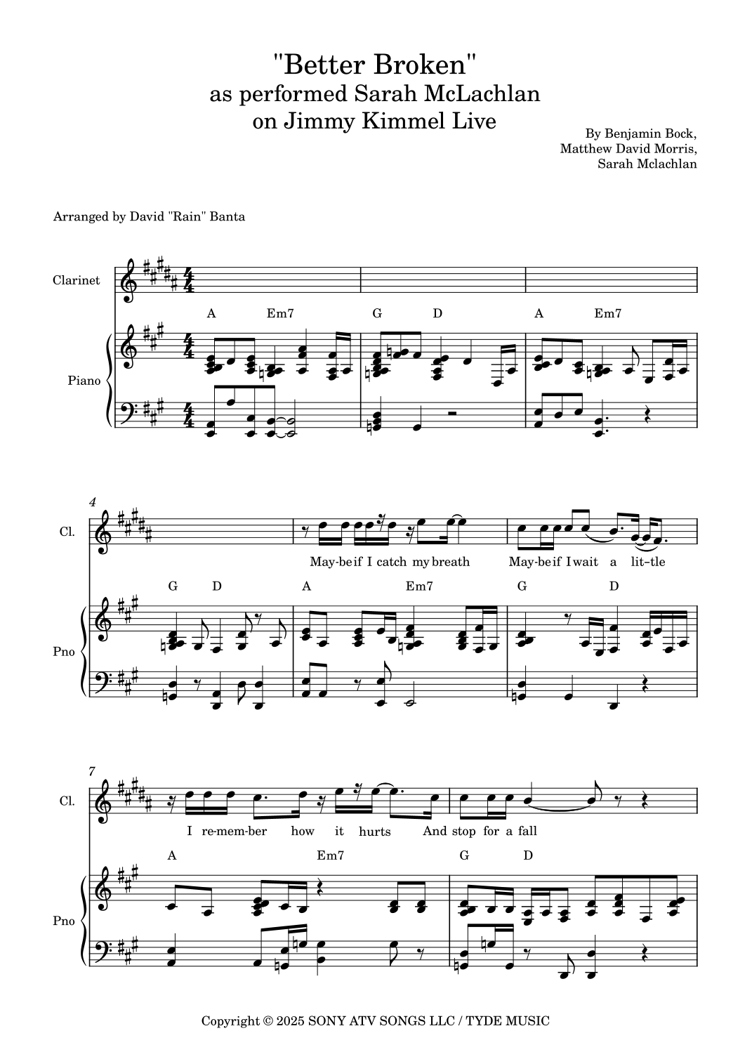 Better Broken (arr. David "Rain" Banta) by Sarah McLachlan Sheet Music ...