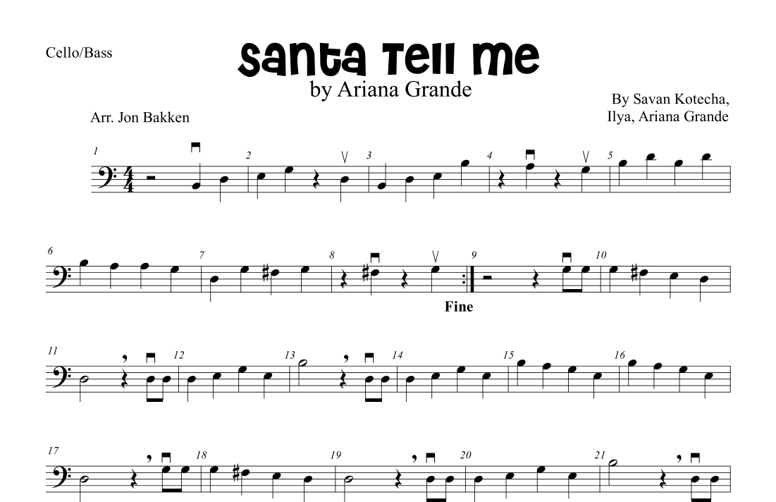 Santa Tell Me (arr. Jon Bakken) by Ariana Grande Sheet Music for String ...