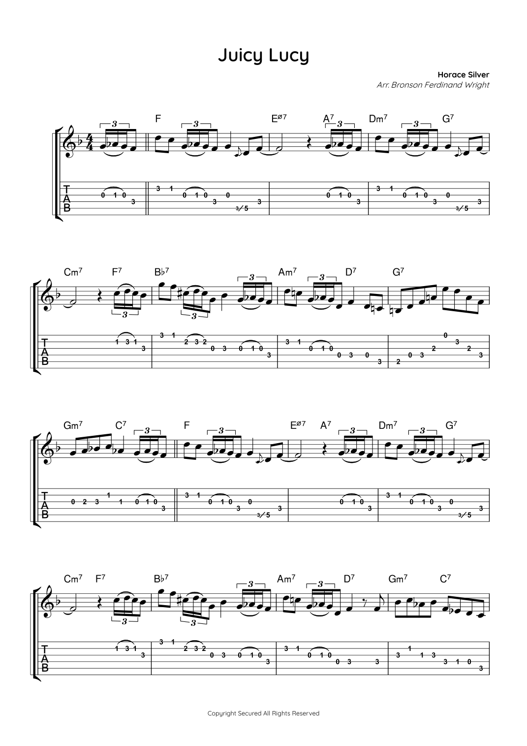 Juicy Lucy (arr. Bronson Ferdinand Wright) by Horace Silver Sheet Music ...
