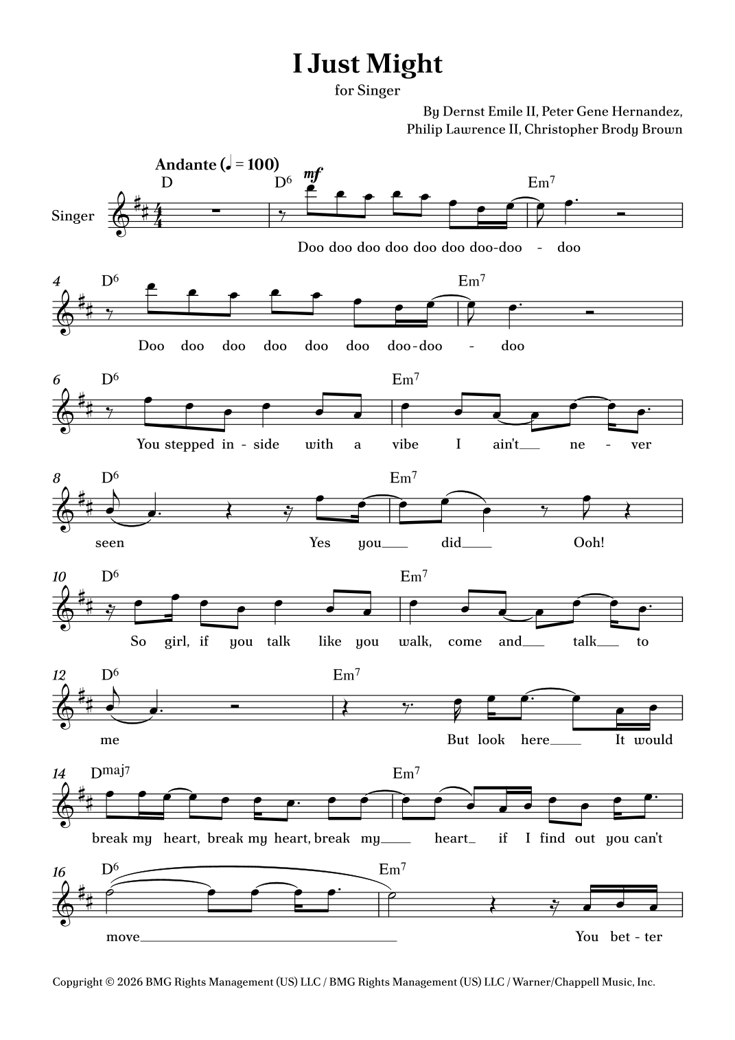I Just Might (arr. Caio Costa) by Bruno Mars Sheet Music for Lead Sheet ...