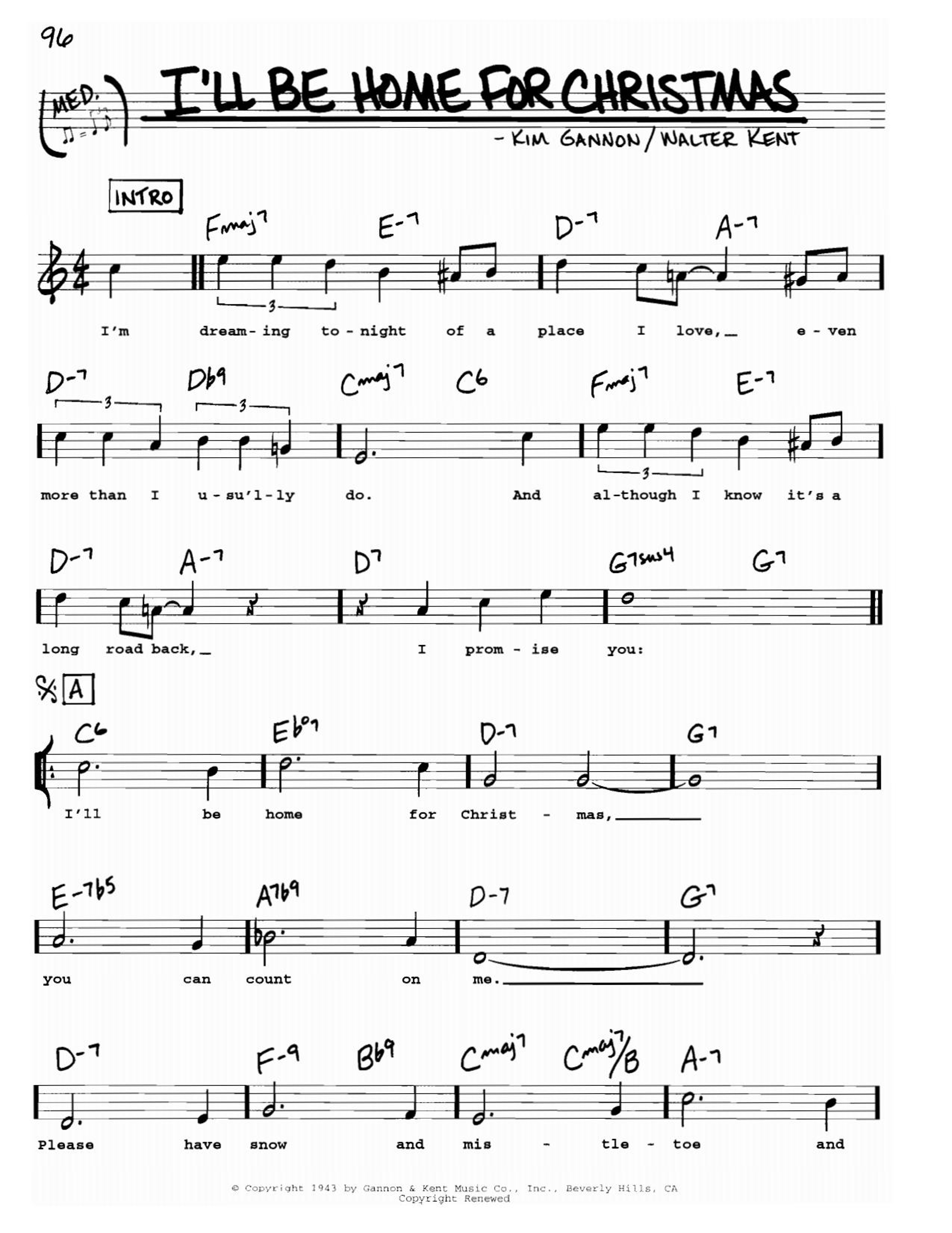 I'LL BE HOME FOR CHRISTMAS - Lead Sheet (arr. Kim Gannon & Walter Kent ...