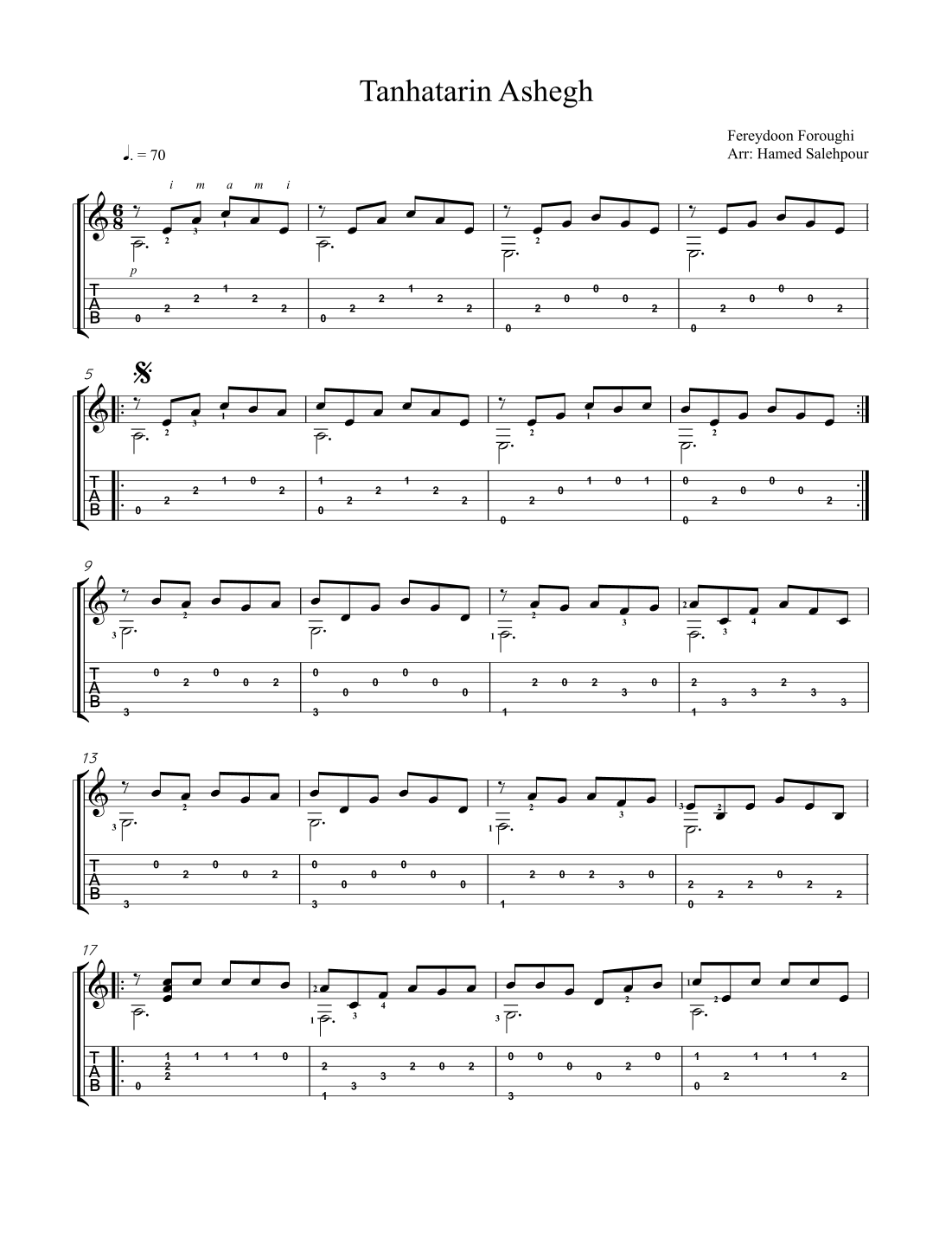 Tanhatarin Ashegh (The loneliest lover) (arr. Hamed Salehpour) by ...