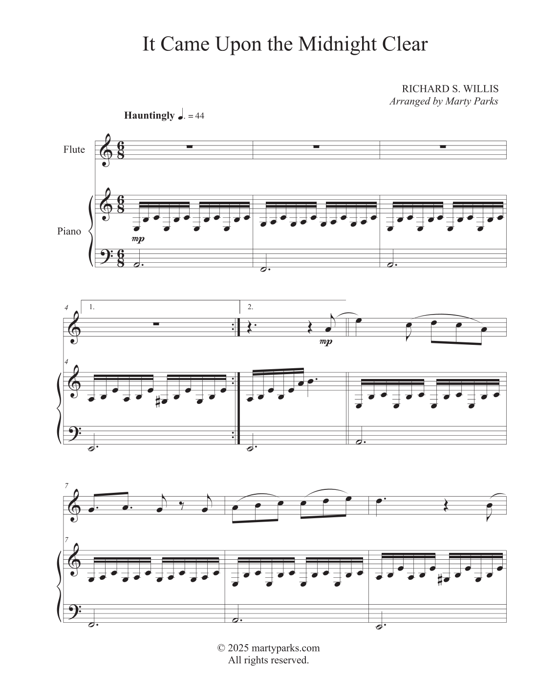 It Came Upon the Midnight Clear (Flute-Piano) (arr. Marty Parks) by ...