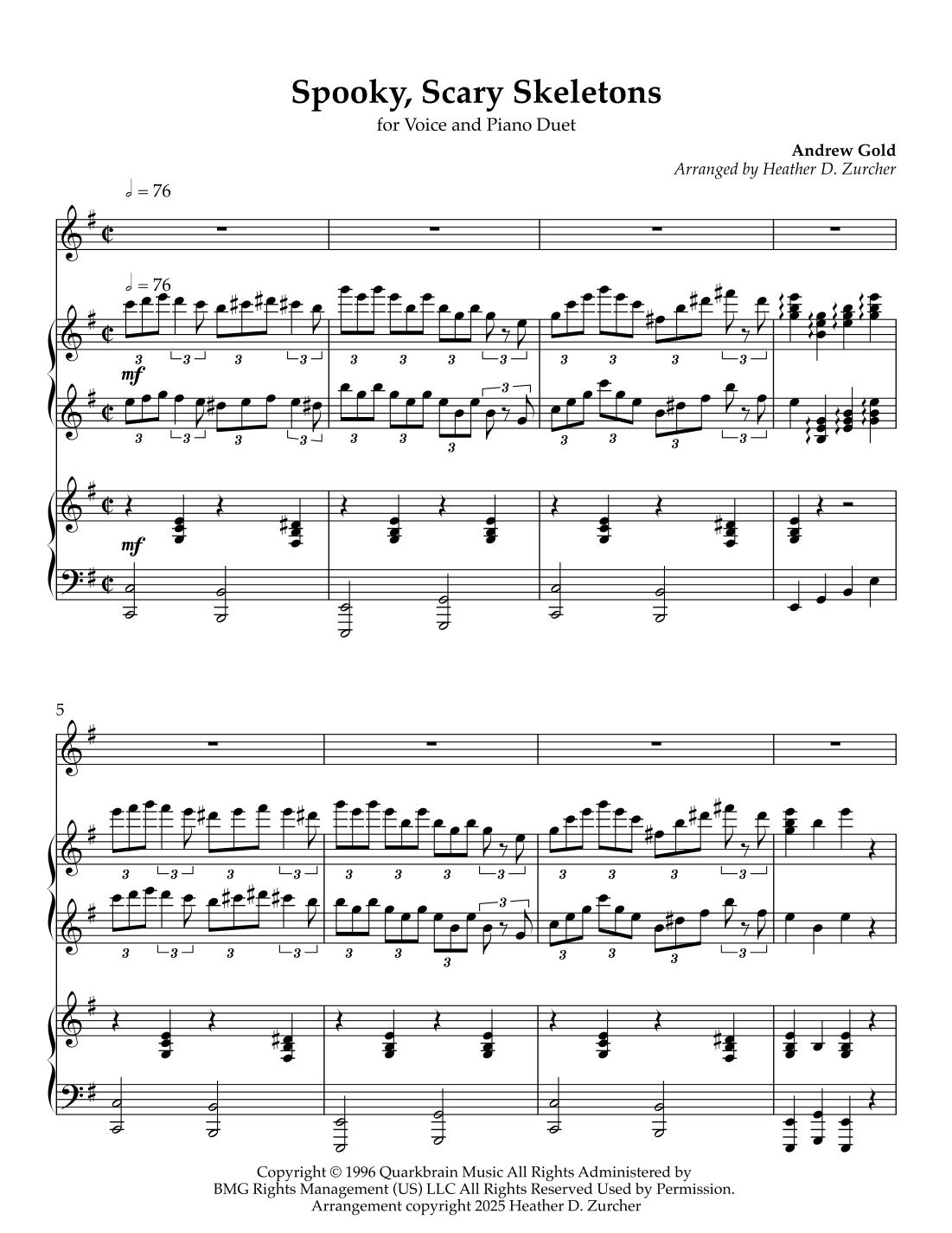 Spooky Scary Skeletons (arr. Heather D. Zurcher) by Andrew Gold Sheet ...