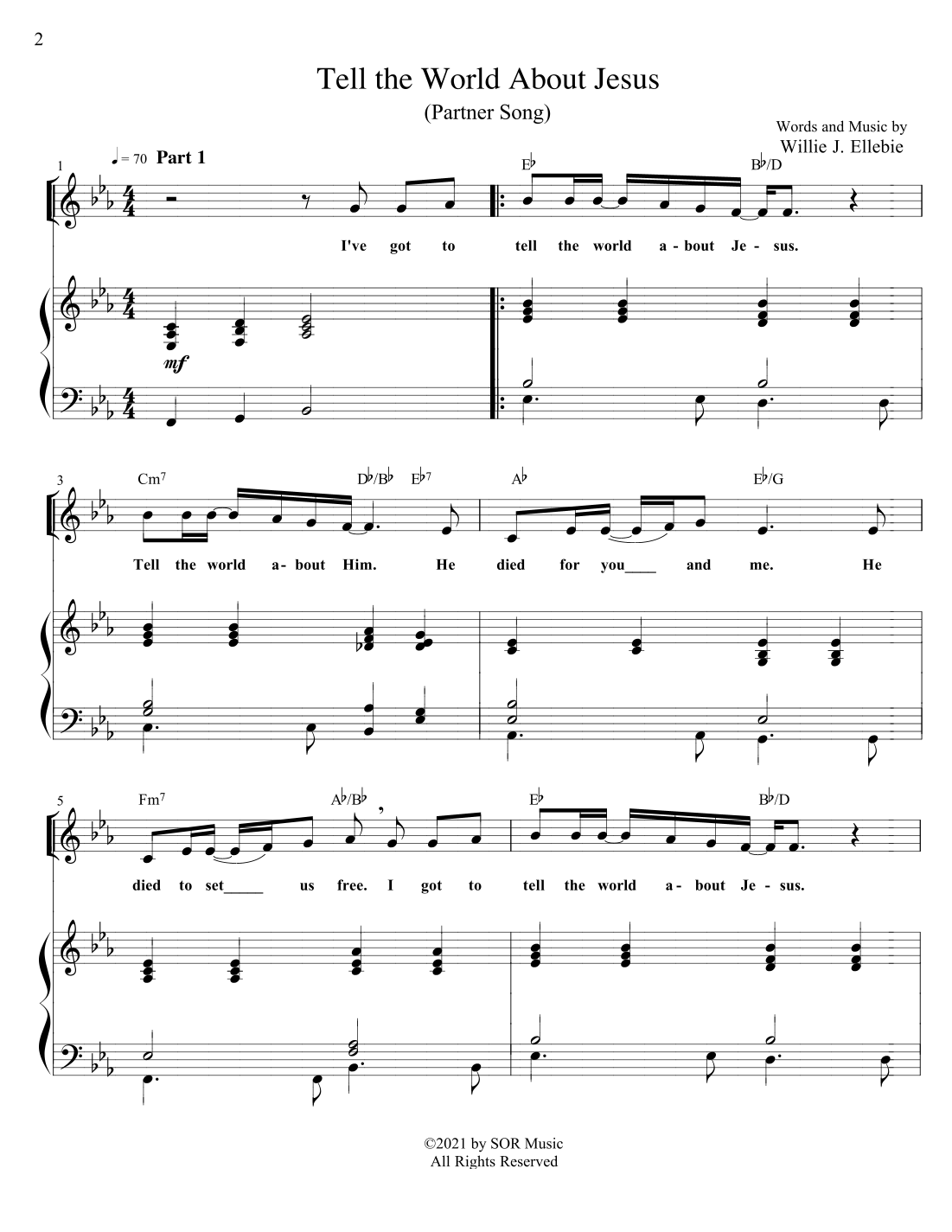 Tell the World About Jesus by Willie Ellebie Sheet Music for 2-Part ...