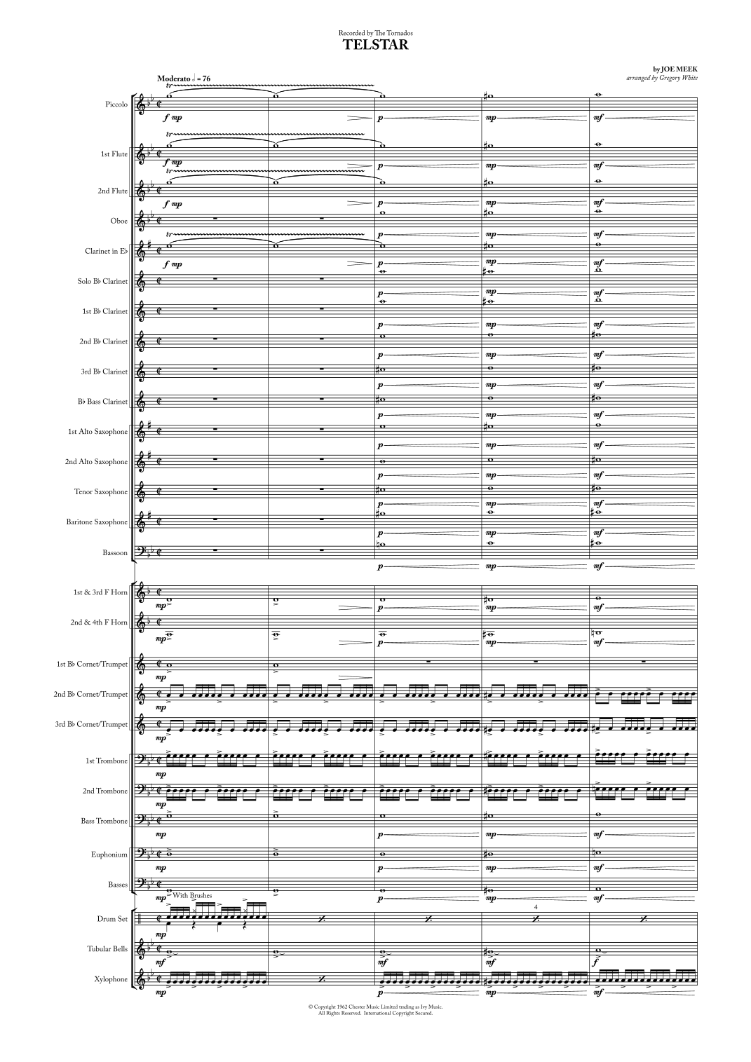 Telstar (arr. Gregory White) by The Tornados Sheet Music for Concert ...