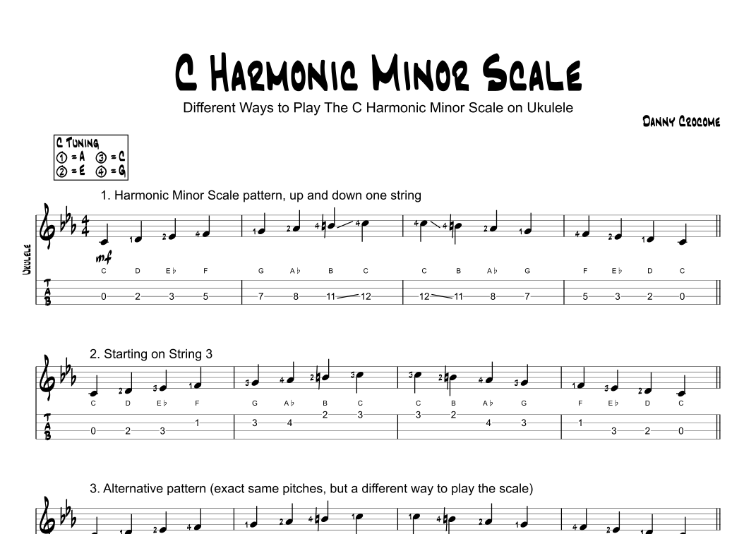 C Harmonic Minor Scale for Ukulele (Different Ways to Play) by ...