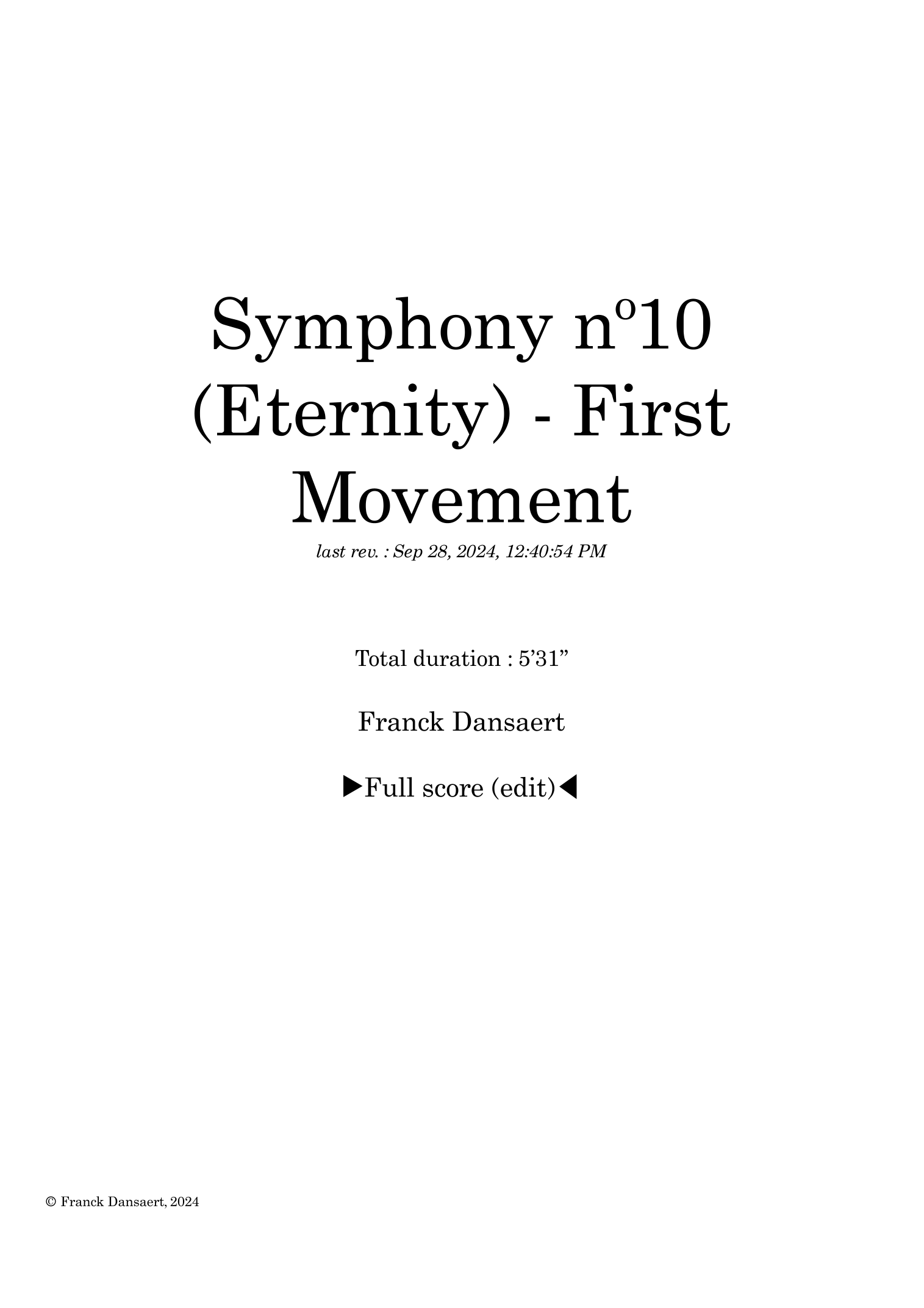 Symphony nº10 (first movement) - Score Only by Franck Dansaert Sheet ...