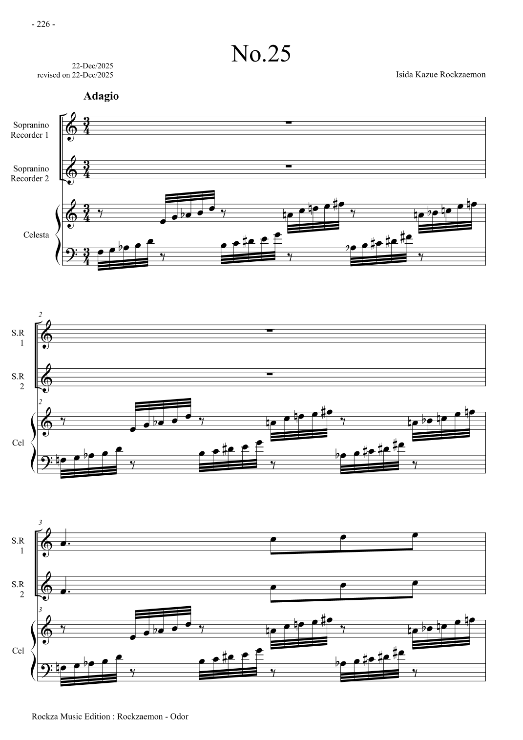 Prelude for 2 Sopranino recorders and Celesta, "Odor" No.25 by Isida ...