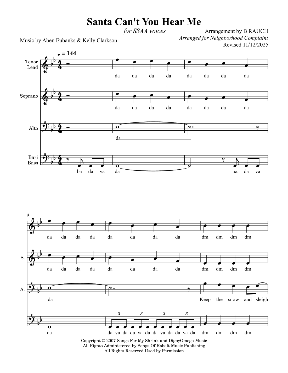 Santa Can't You Hear Me (arr. B Rauch by Kelly Clarkson Sheet Music for ...