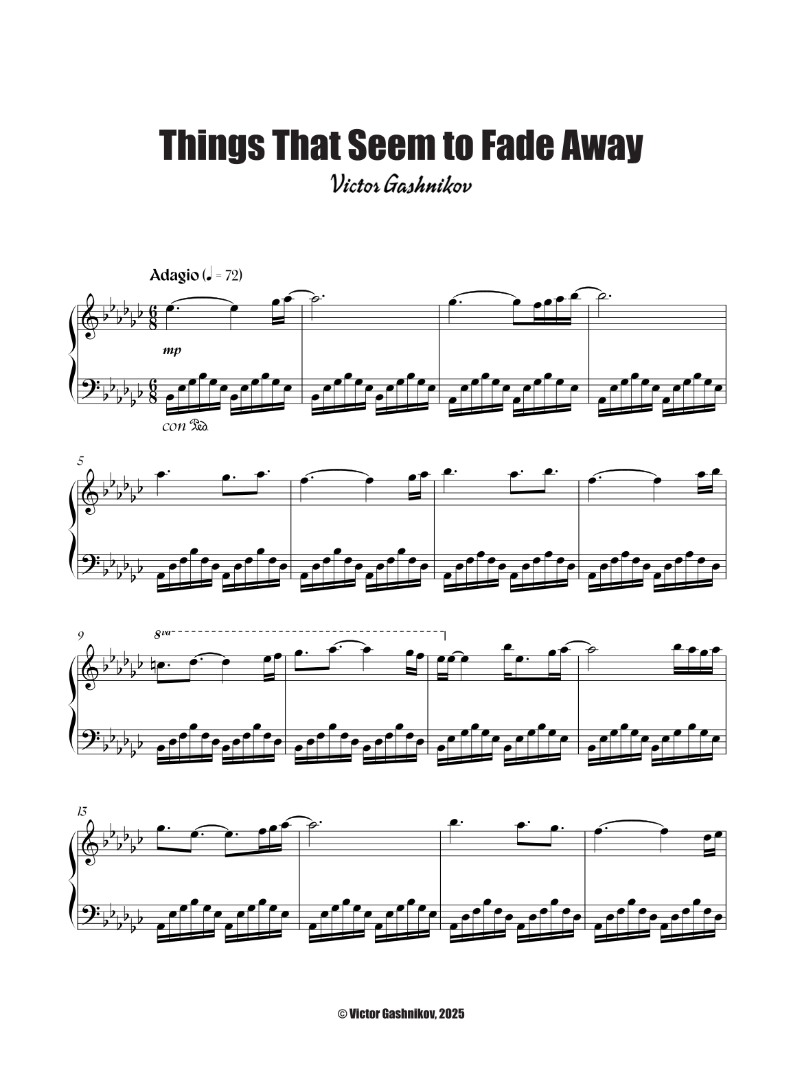 Things That Seem to Fade Away by Victor Gashnikov Sheet Music for Piano ...