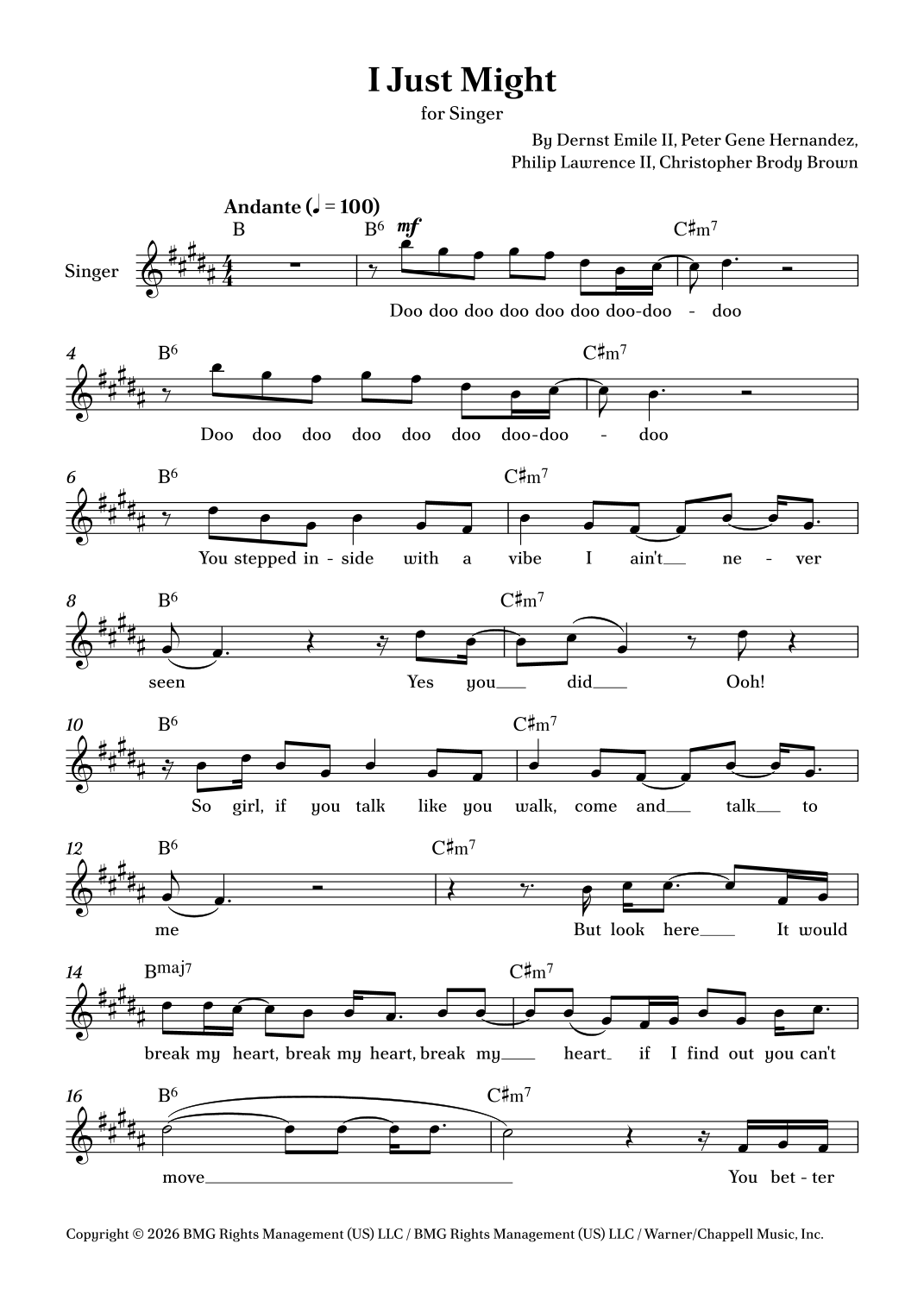 I Just Might (arr. Caio Costa) by Bruno Mars Sheet Music for Lead Sheet ...