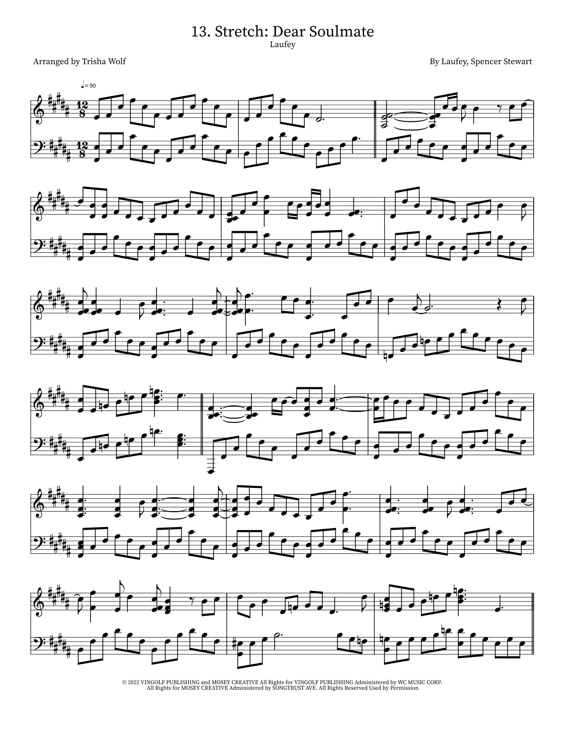 Dear Soulmate (arr. Trisha Wolf by Laufey Sheet Music for Piano Solo at ...