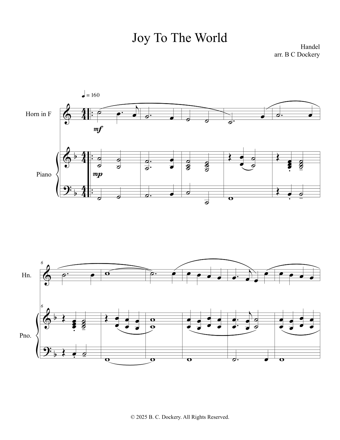 Joy to the World (French Horn Solo with Piano Accompaniment) (arr. B. C ...