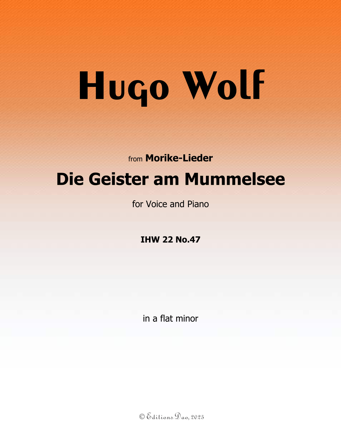 Die Geister am Mummelsee, by Hugo Wolf, in a flat minor (arr. Editions ...