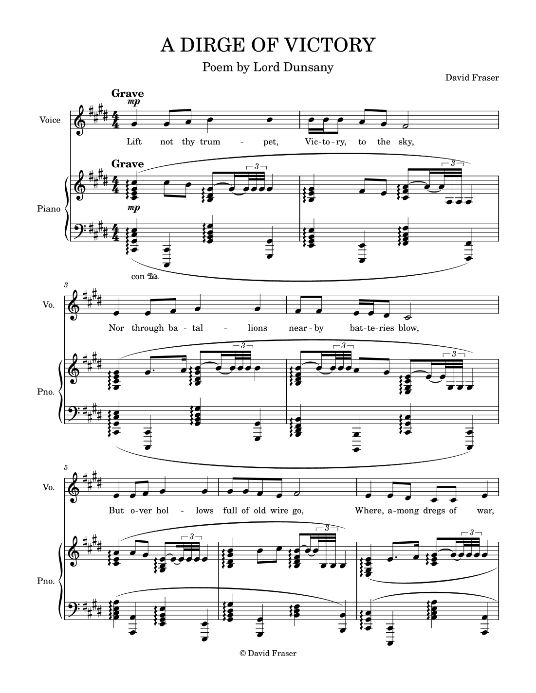 A DIRGE OF VICTORY by David Fraser Sheet Music for Piano & Vocal at ...