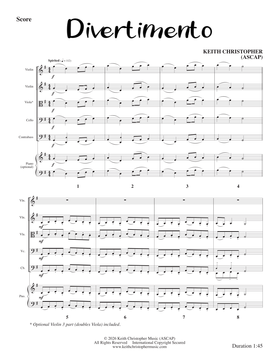 Divertimento by Keith Christopher Sheet Music for Orchestra at Sheet ...