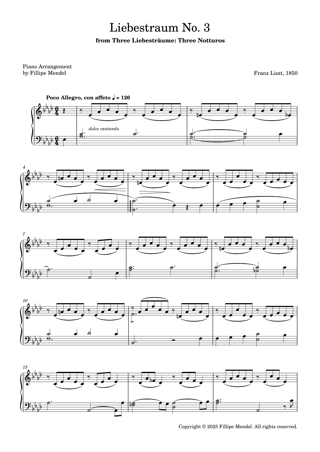 Liszt - Liebestraum No. 3 (Intermediate) (arr. Fillipe Mendel) by ...