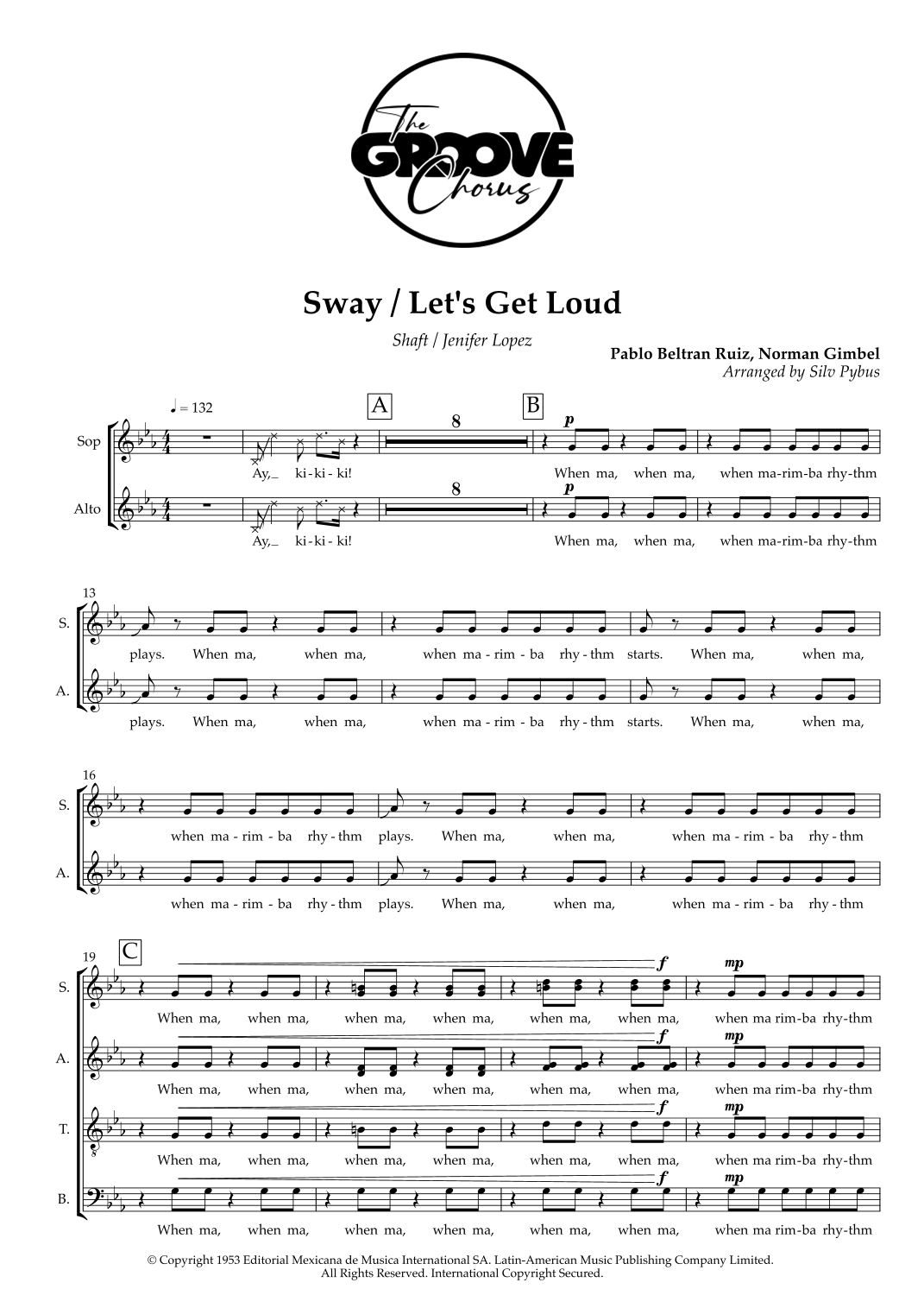 Medley: Sway (Quien Sera) with Let's Get Loud (arr. Silv Pybus) by Silv ...