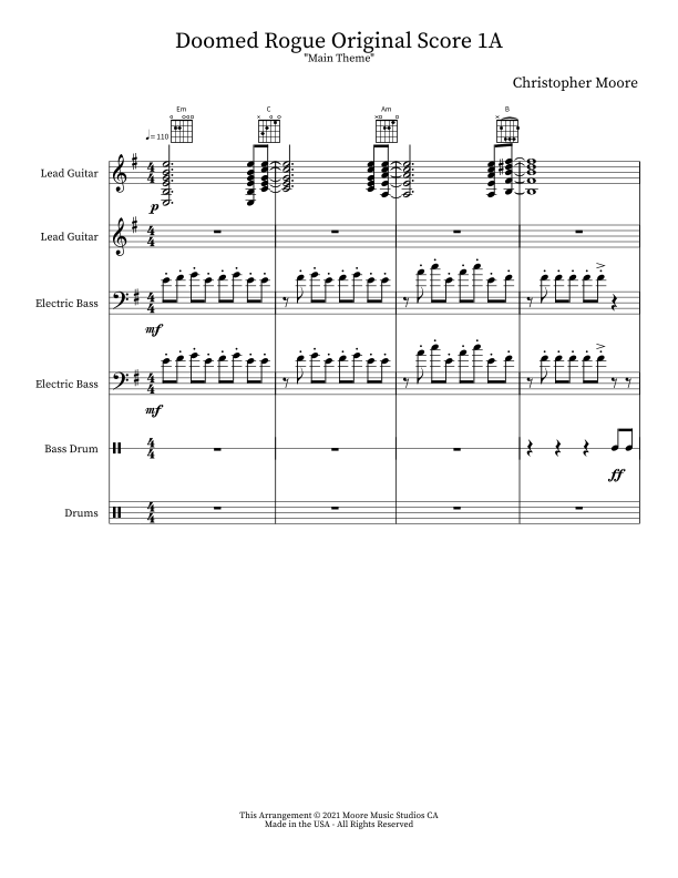 Doomed Rogue Main Theme Sheet Music | Christopher Moore | Performance ...