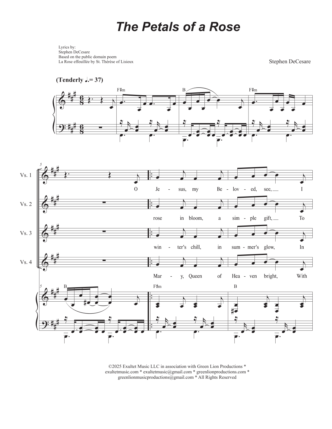 The Petals of a Rose (Vocal Trio - (SAB) par Stephen DeCesare ...