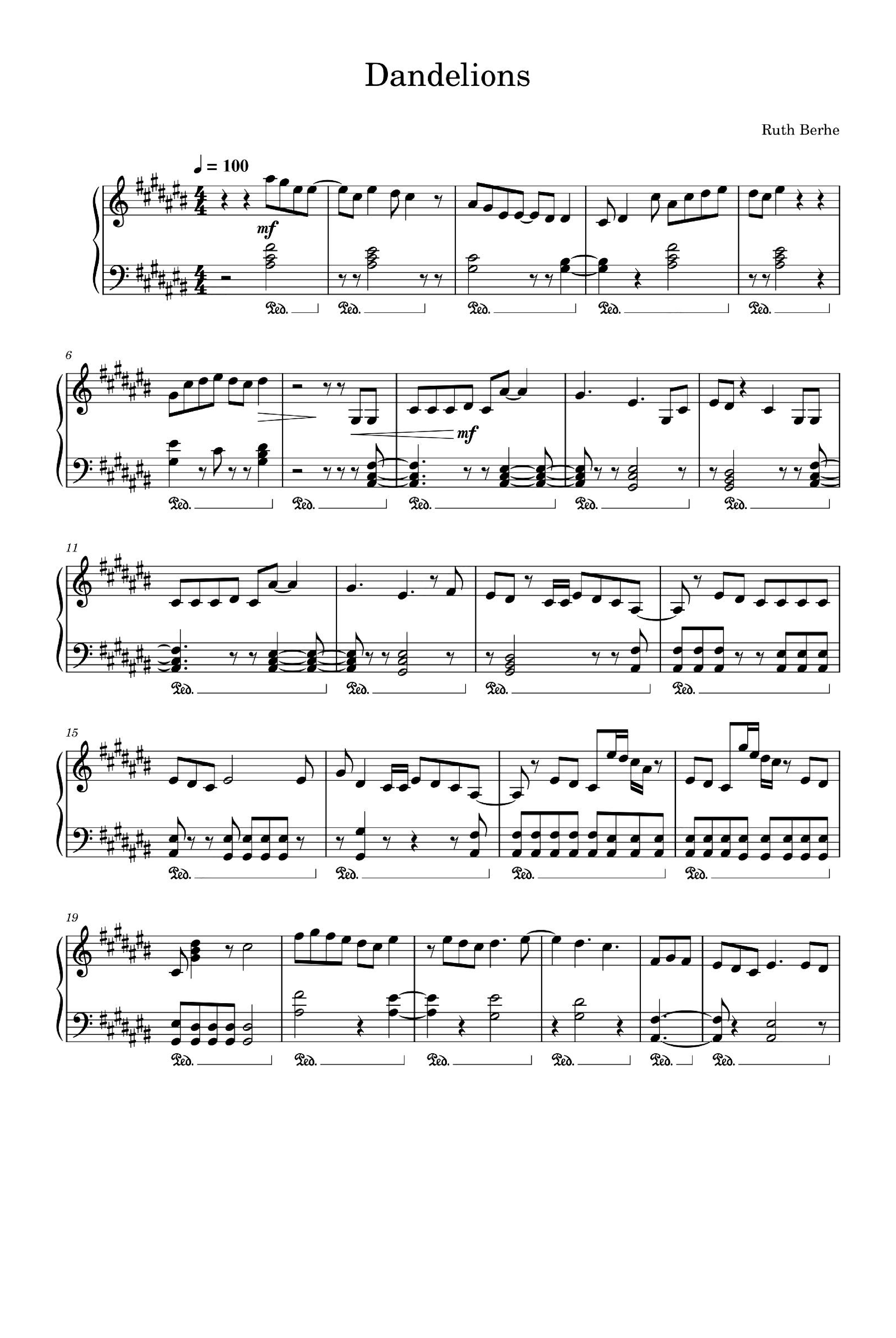 Dandelions (arr. Ruth B) by Ruth B Sheet Music for Piano Solo at Sheet ...