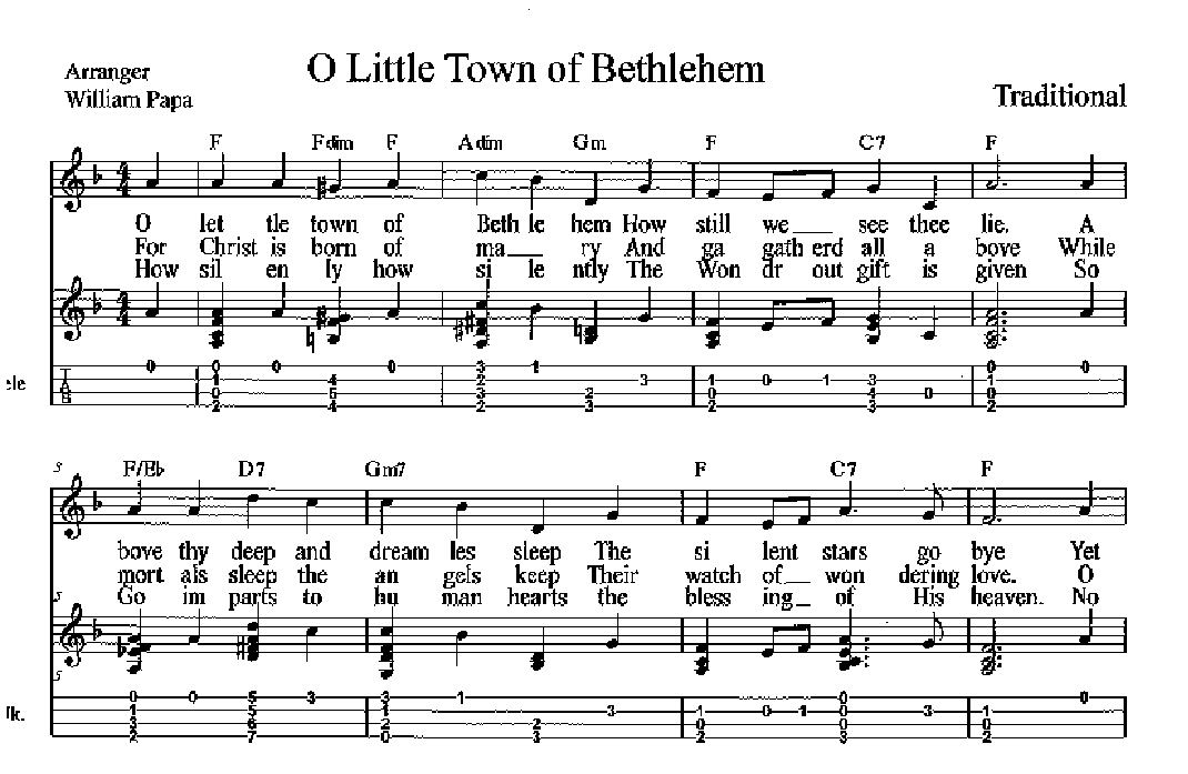 O Little Town of Bethlehem (arr. William Papa) by Traditional Sheet ...
