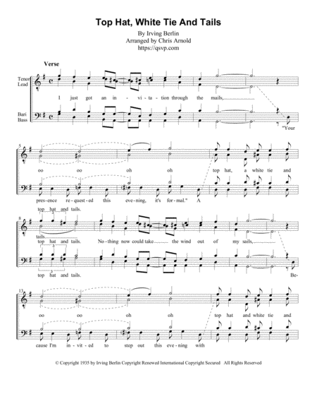 Top Hat, White Tie And Tails (arr. Chris Arnold) par Irving Berlin ...