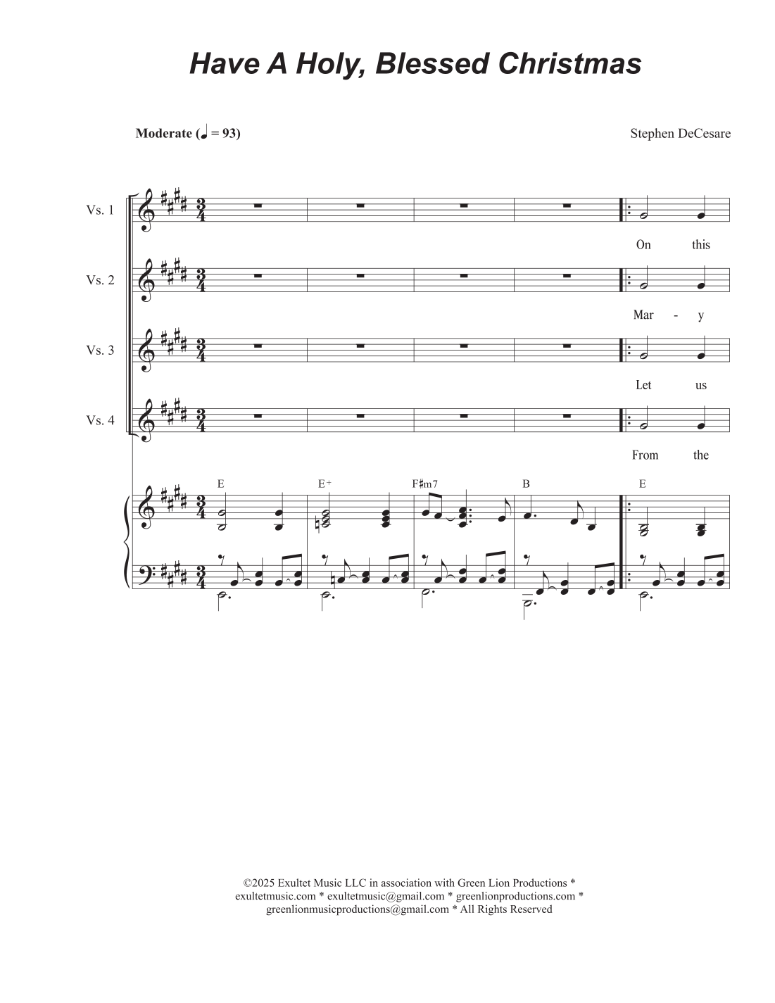 Have A Holy, Blessed Christmas (Duet for Soprano and Alto solo) von ...