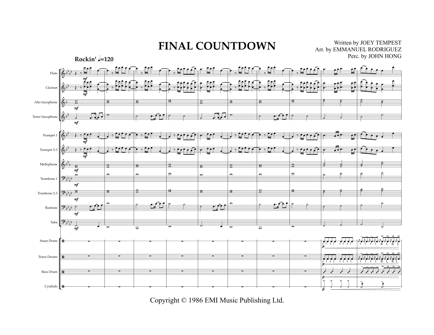 Final Countdown (arr. Emmanuel Rodriguez) by Europe Sheet Music for ...