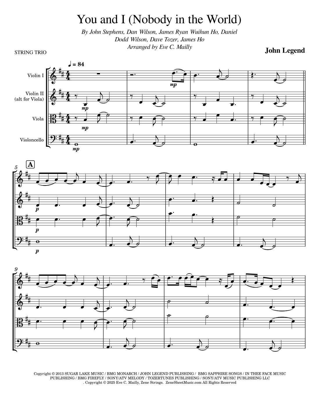 You & I (arr. Eve C. Mailly - Zene Strings) by John Legend Sheet Music ...