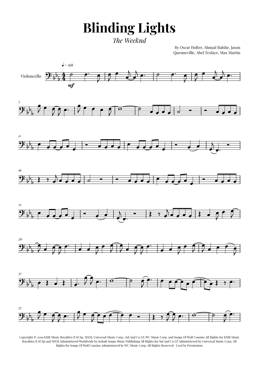 Blinding Lights (arr. Glauco Fernandes) by The Weeknd Sheet Music for ...