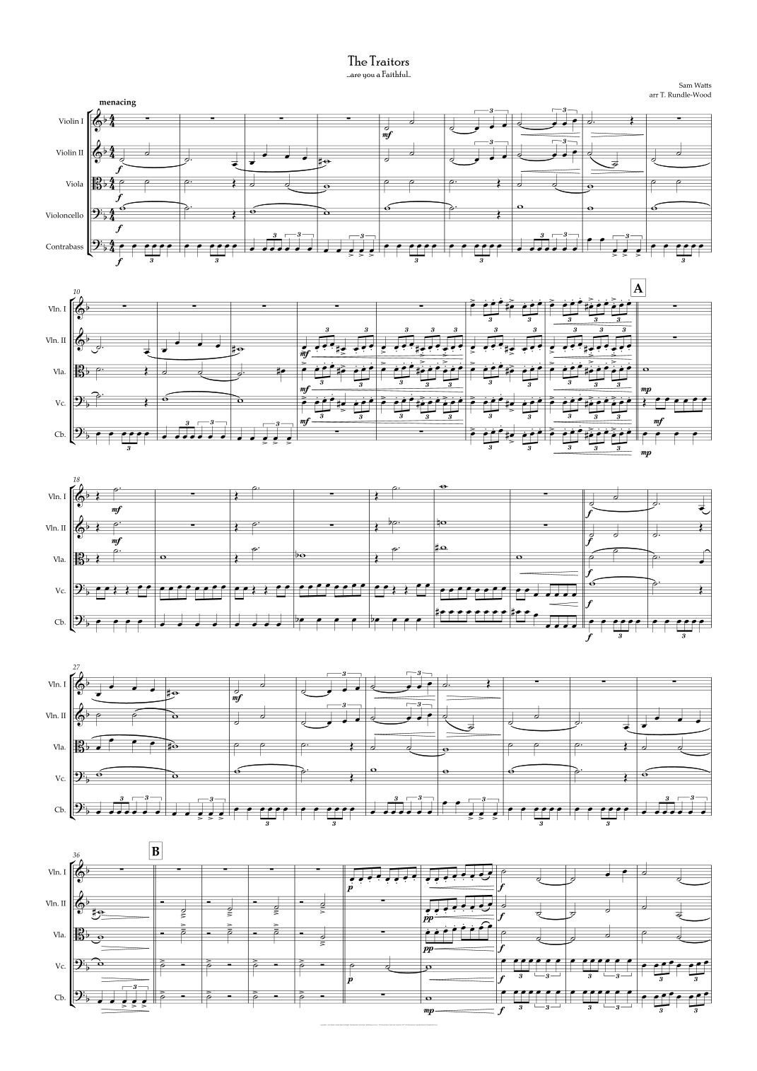 The Traitors Main Theme (arr. Tom Rundle-Wood) by (P/k/a Sam Watts ...