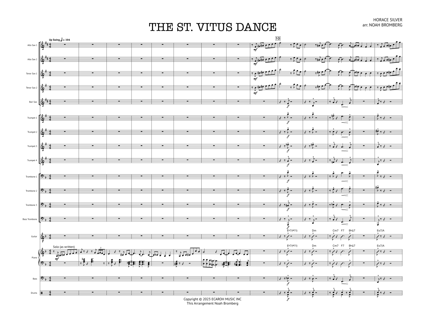 The St. Vitus Dance (arr. Noah Bromberg) by Horace Silver Sheet Music ...