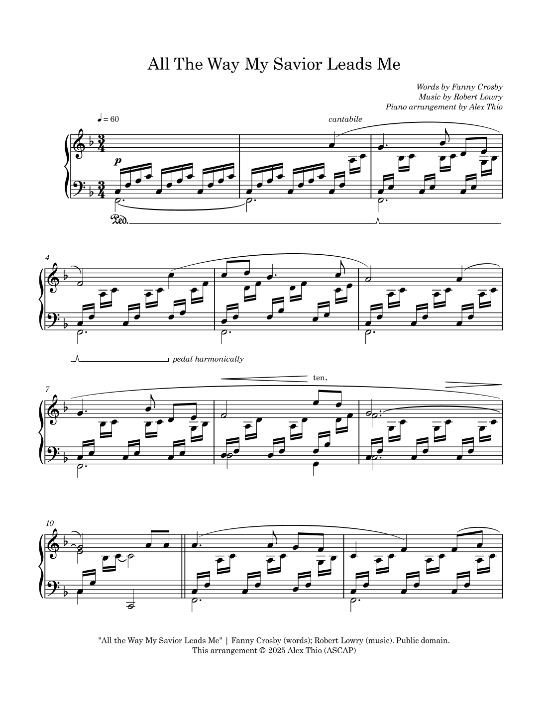 All The Way My Savior Leads Me - Piano Solo (arr. Alex Thio) by Alex ...