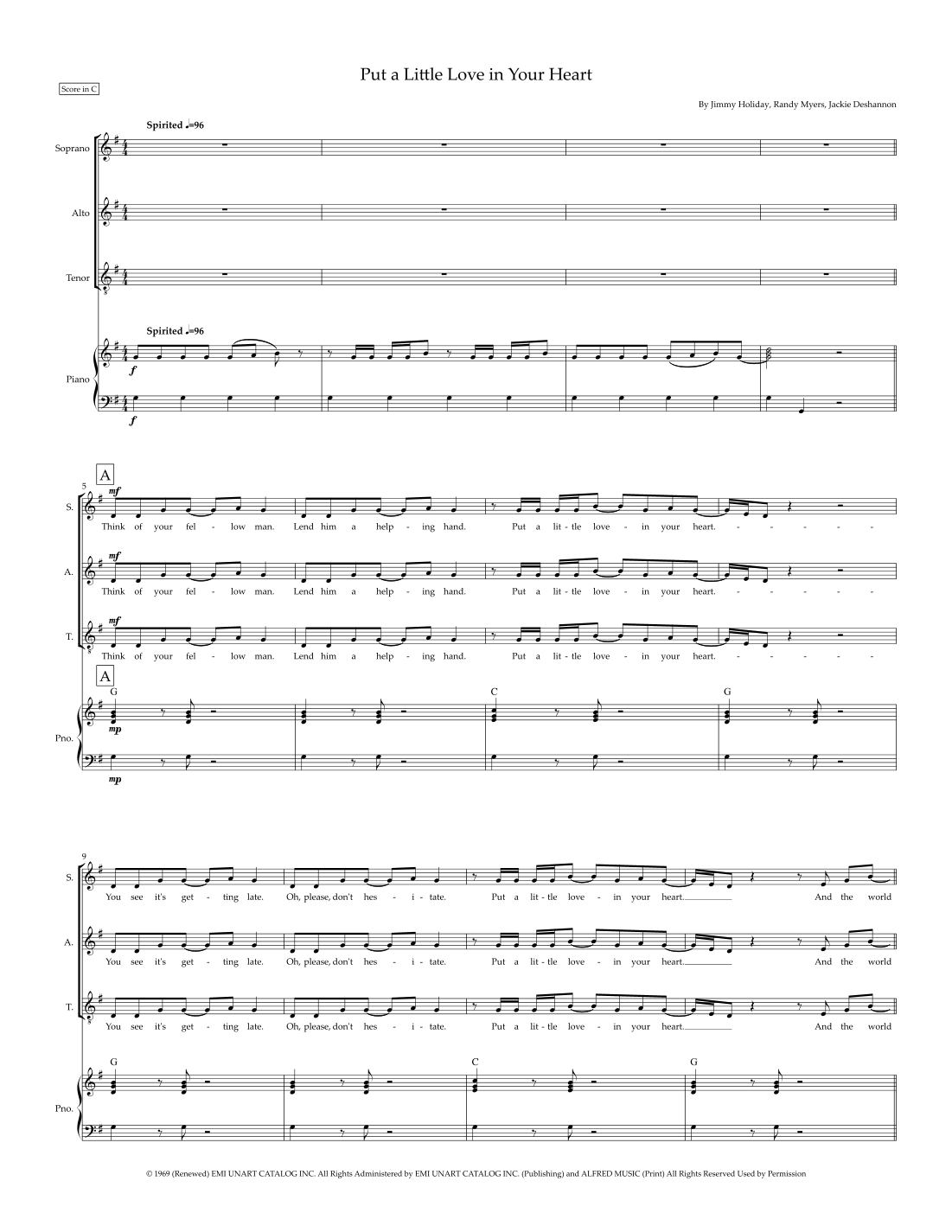 Put A Little Love In Your Heart (arr. Cindy Cross) by Jackie DeShannon ...