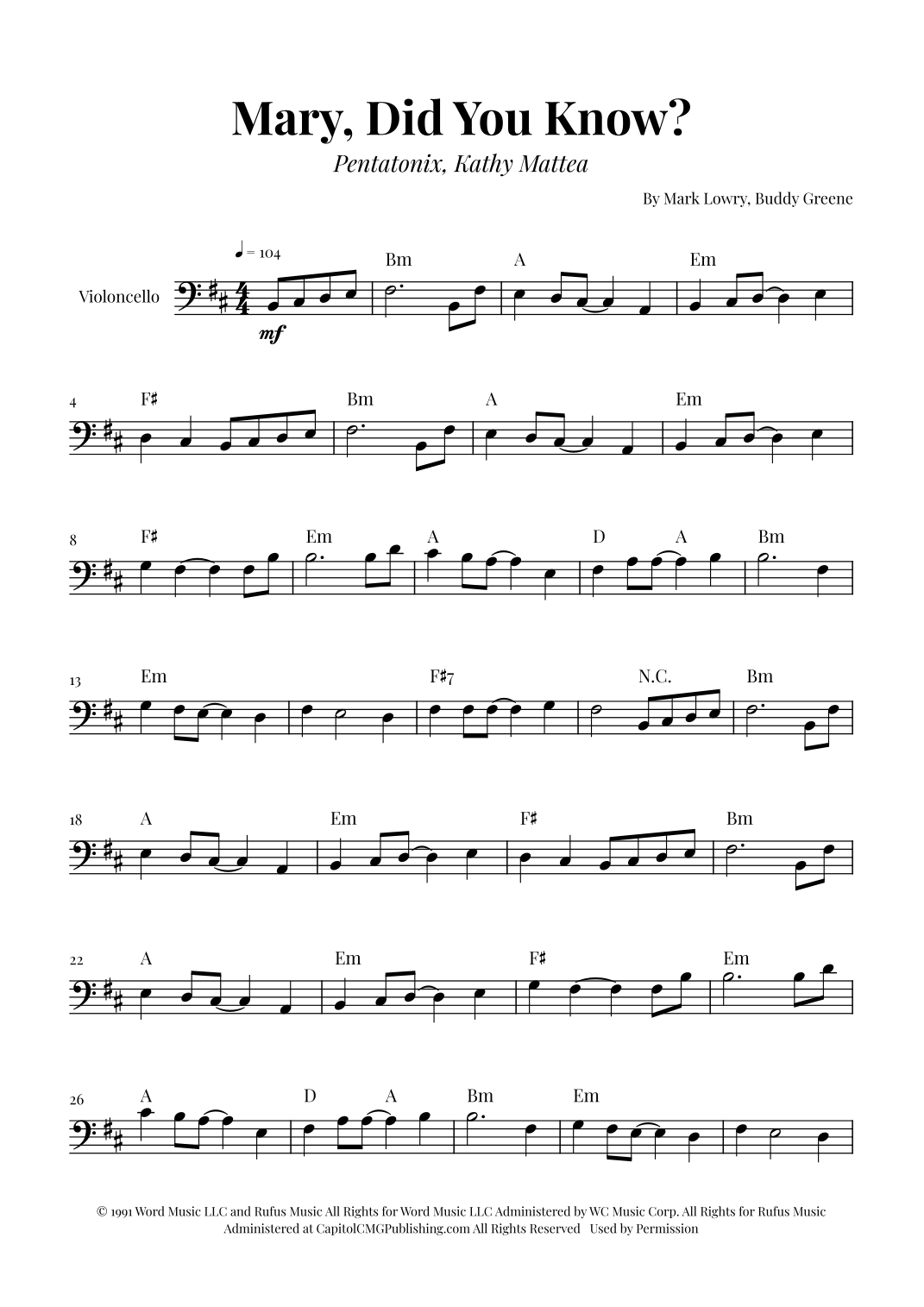 Mary, Did You Know? (arr. Glauco Fernandes) by Kathy Mattea Sheet Music ...