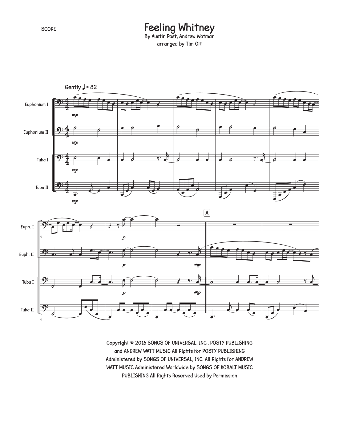 Feeling Whitney (arr. Tim Olt) by Post Malone Sheet Music for Brass ...