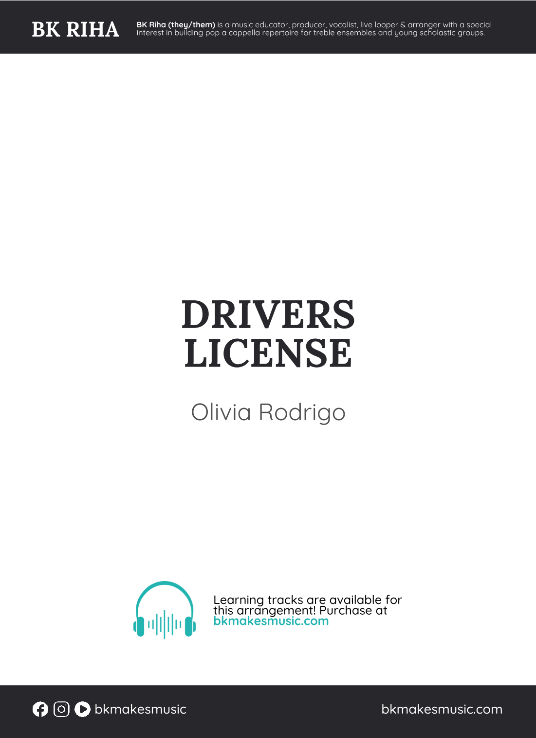 Drivers License (arr. Brandy Kay Riha / BK Riha) by Olivia Rodrigo ...