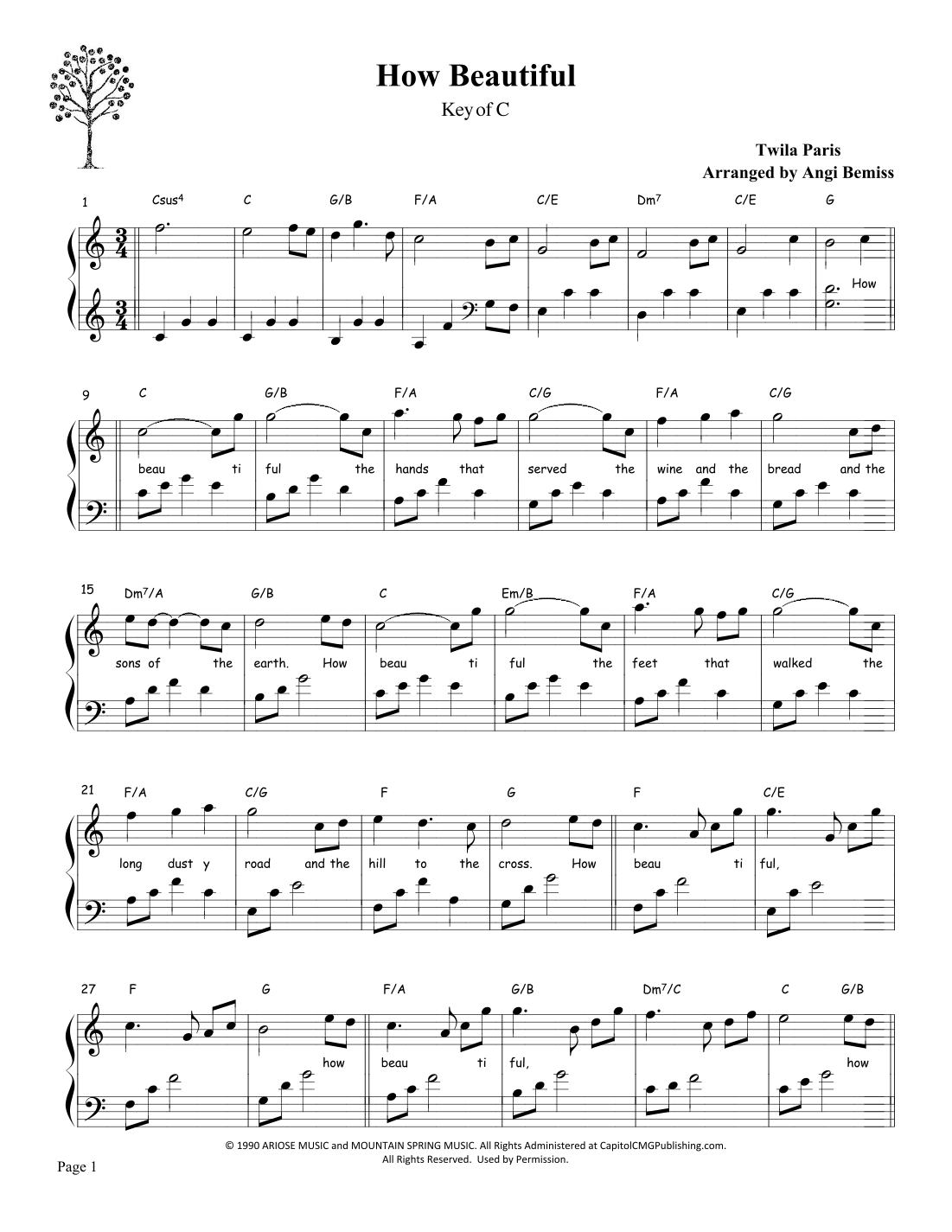 How Beautiful (arr. Angi Bemiss of Simply the Harp) by Twila Paris ...