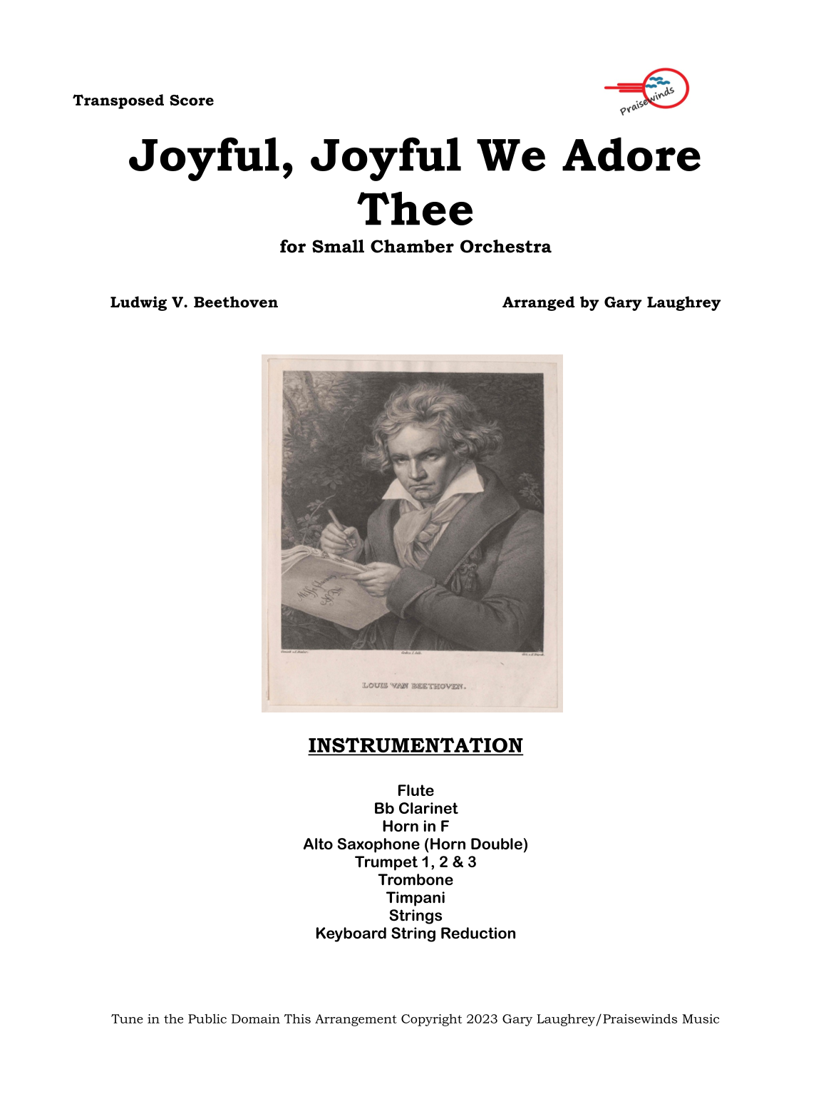 Joyful, Joyful We Adore Thee (arr. Gary Laughrey) by Ludwig V ...